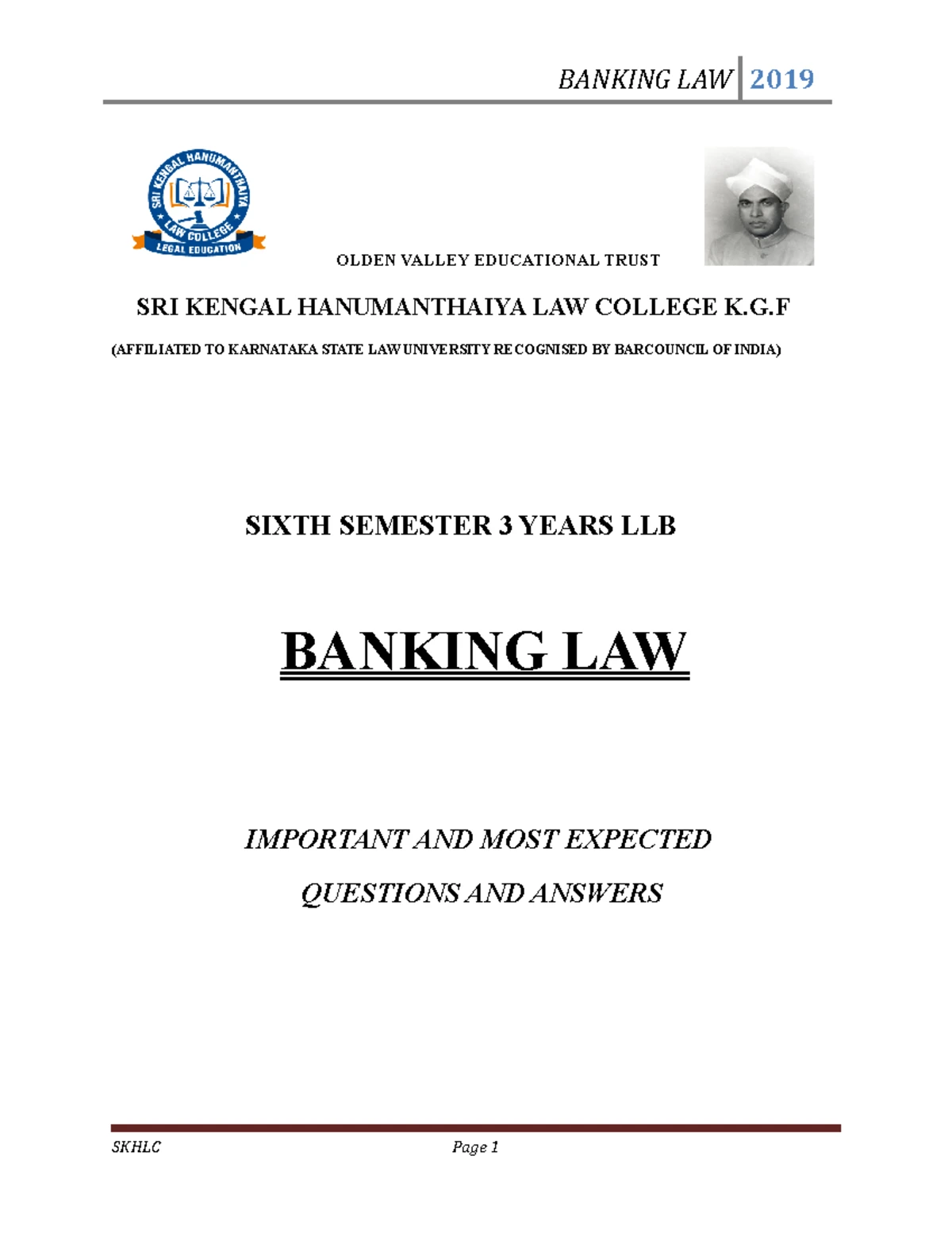 Banking LAW Complete Notes Banking LAW Complete Notes - STUDY MATERIAL ...
