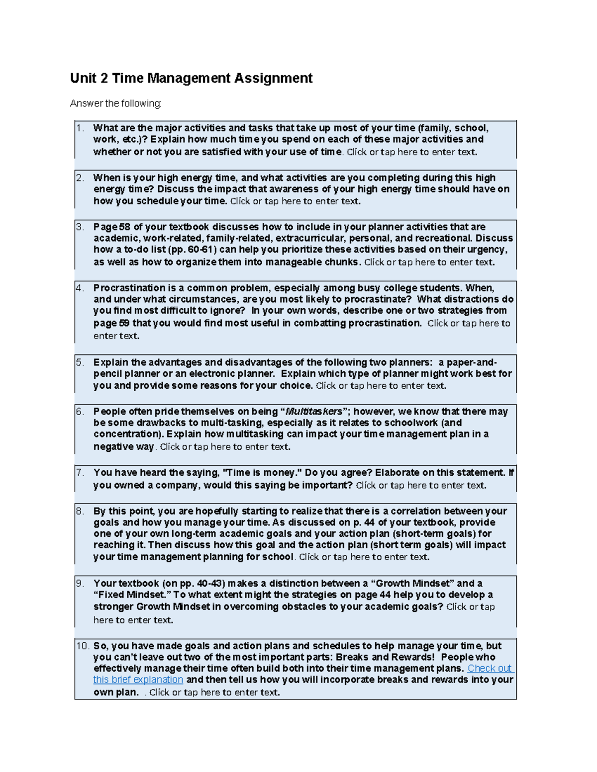 U2Time Management-1 - anatomy and physiology notes - Unit 2 Time ...