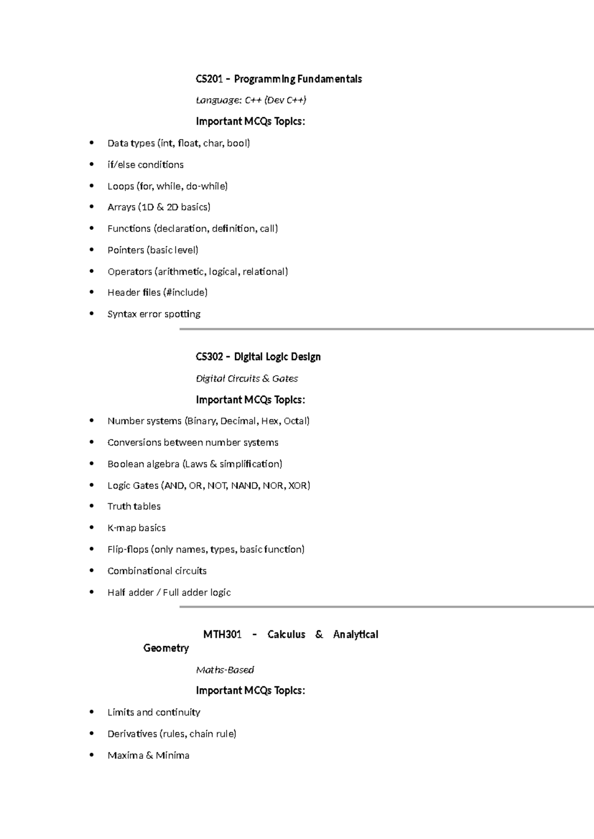CS201 Midterm Important MCQs: Programming Fundamentals & More - Studocu