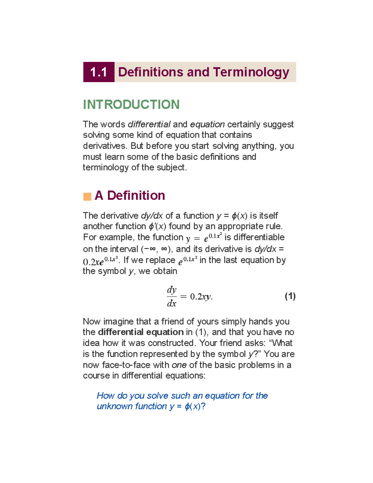 Differential Equations: Definitions and Classifications (MATH 101) - Studocu