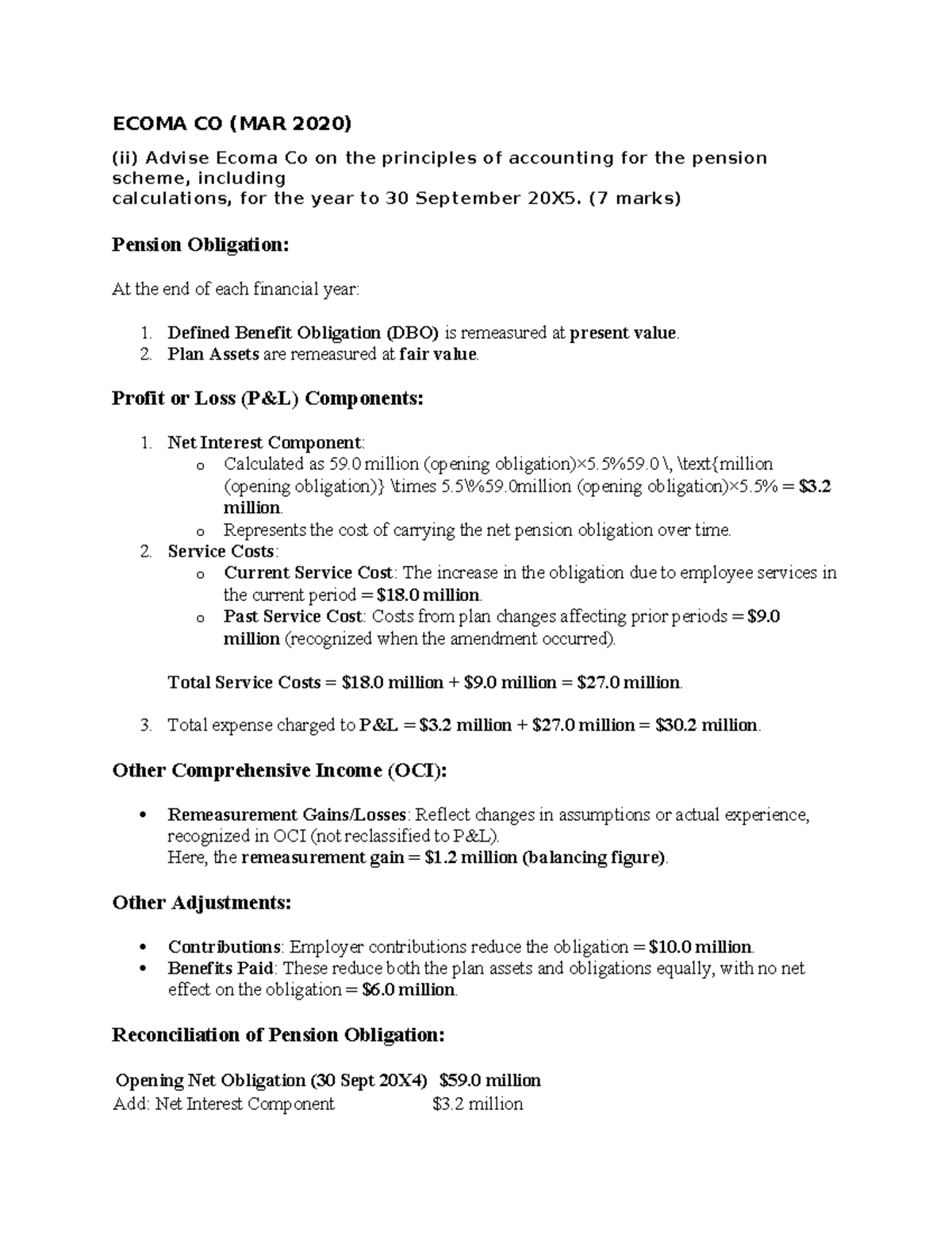 Ecoma Co Pension Scheme Accounting Principles - ACCA Material - Studocu