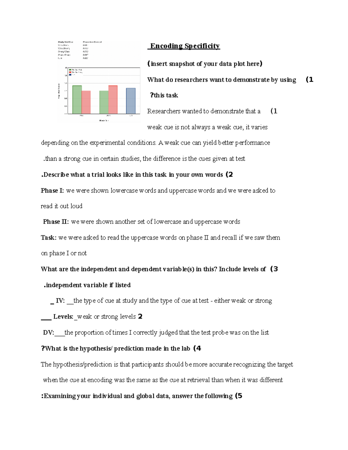 Lab Notes 5 - Encoding Specificity (insert snapshot of your data plot ...