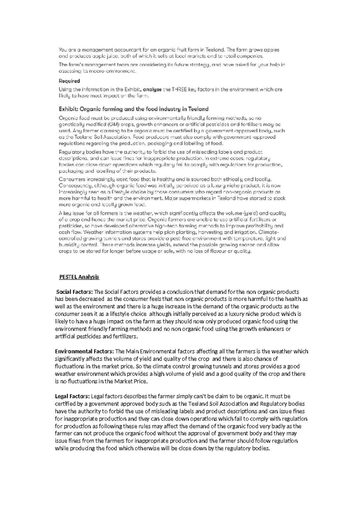 PESTEL Analysis of Organic Farming Factors (Teeland) - Studocu