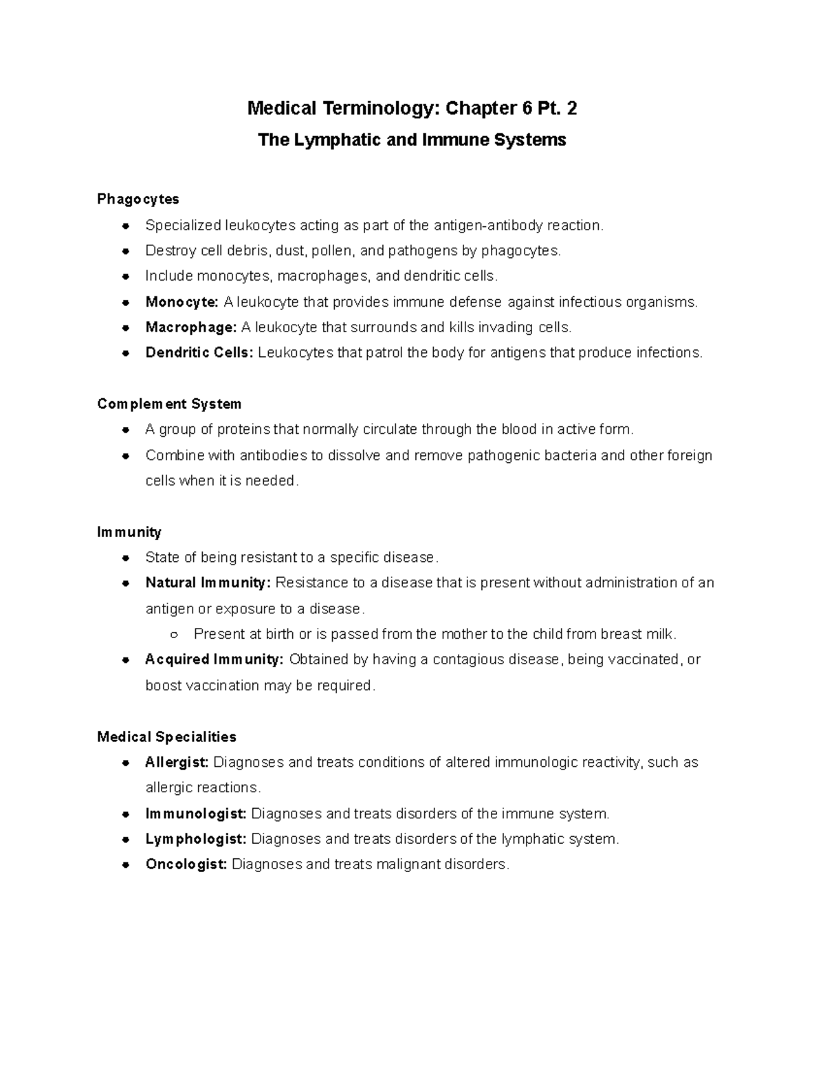 Med Terms Ch 6 Pt 2 - Lymphatic & Immune Systems Overview - Studocu