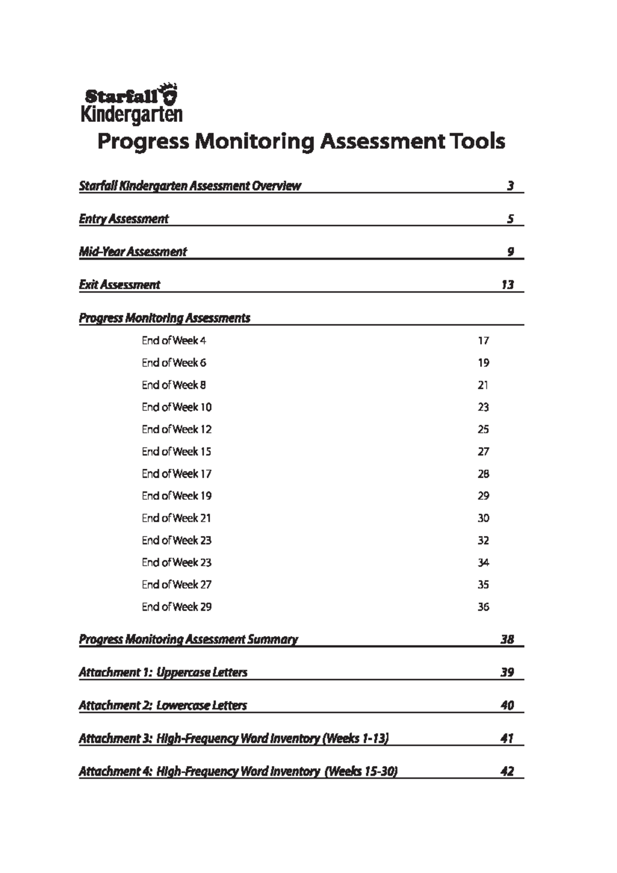 Starfall Kindergarten Progress Monitoring Assessments Overview - Studocu