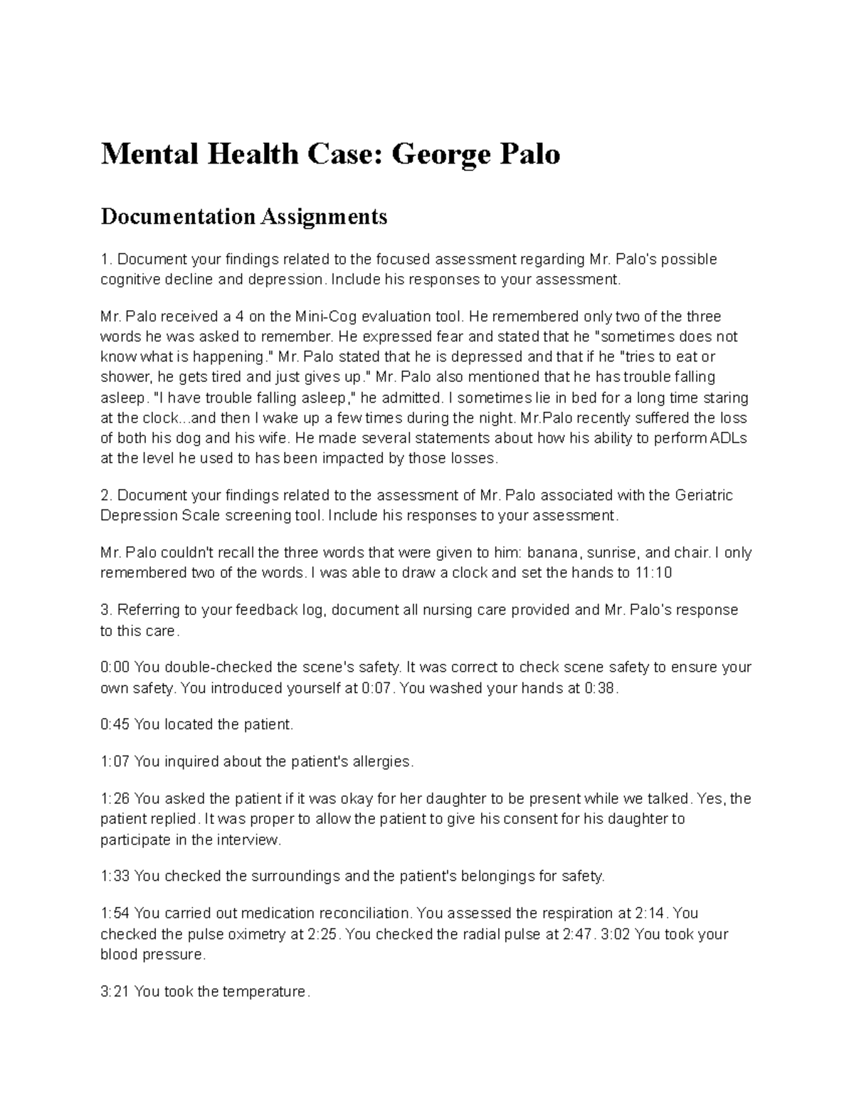 Mental Health Case George Palo - Mental Health Case: George Palo ...