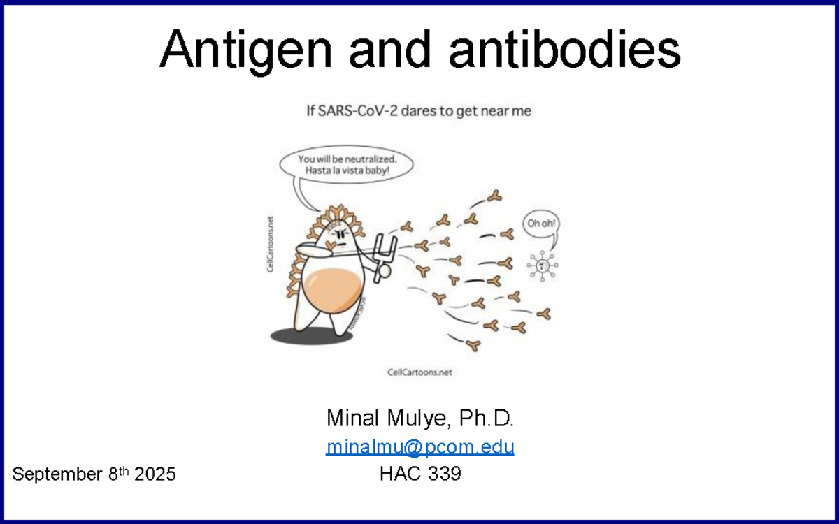 Antibody Effector Functions and Applications: HAC 339 Lecture Notes ...