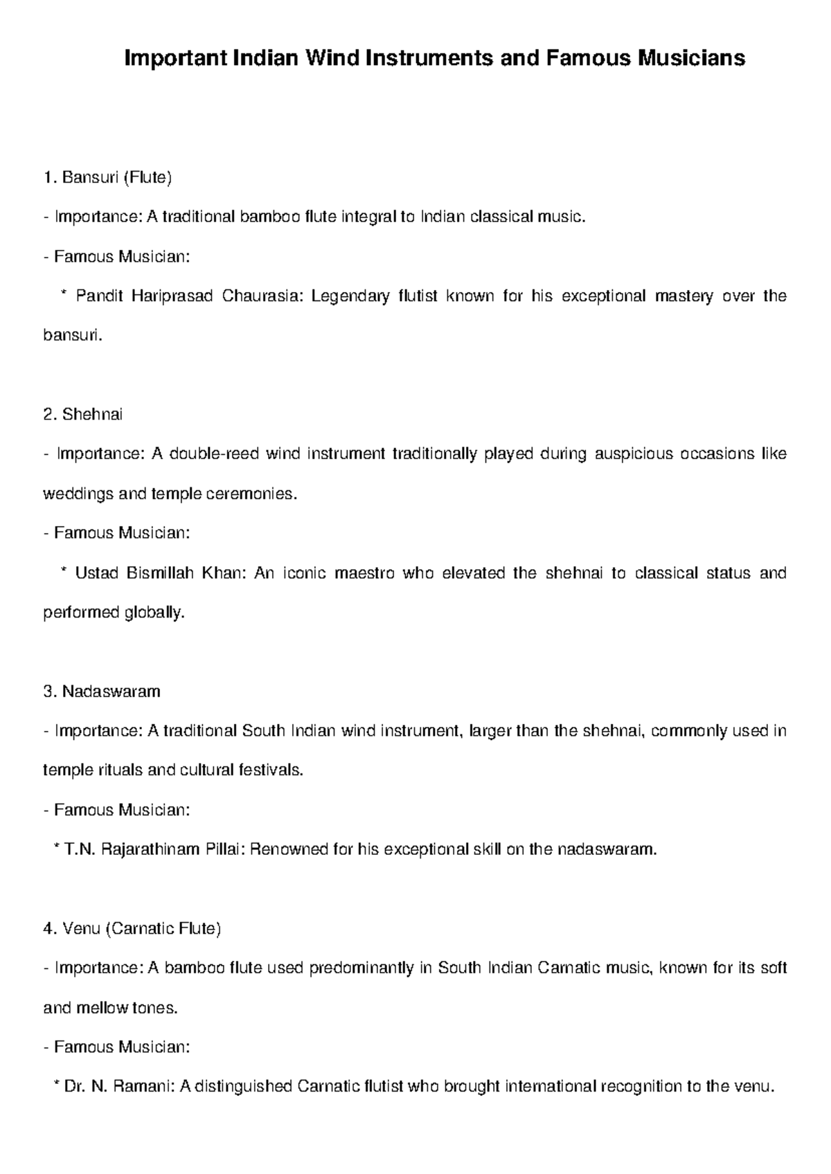 Important Indian Wind Instruments - Famous Musician: Pandit Hariprasad ...