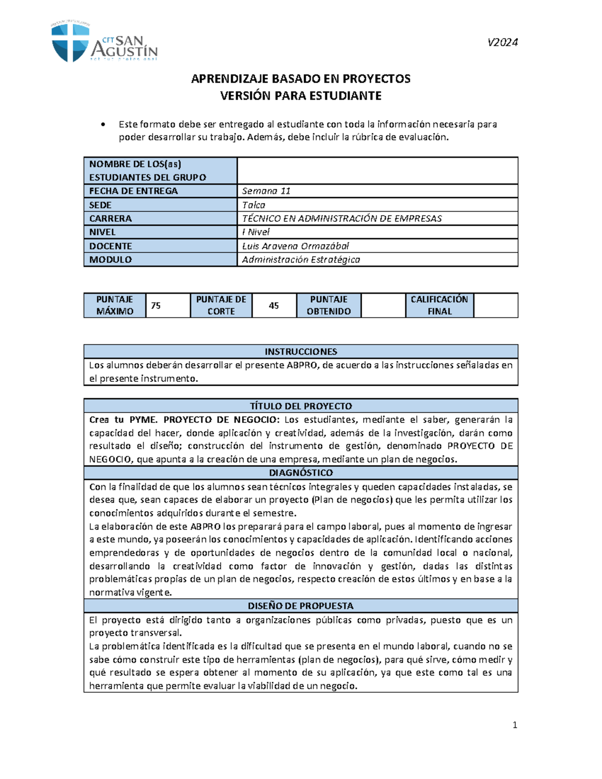 ABpro Estudiante Evaluación 3 - Proyecto de Negocios - APRENDIZAJE ...