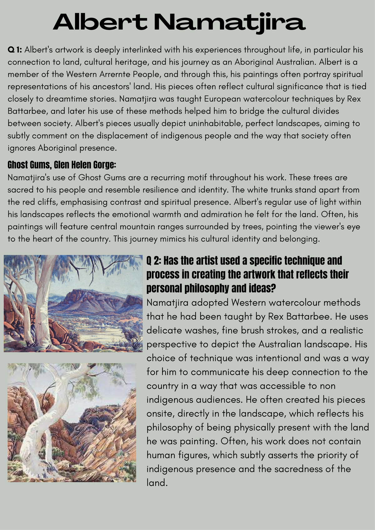 Albert Namatjira: Cultural Identity in Australian Watercolour Art - Studocu