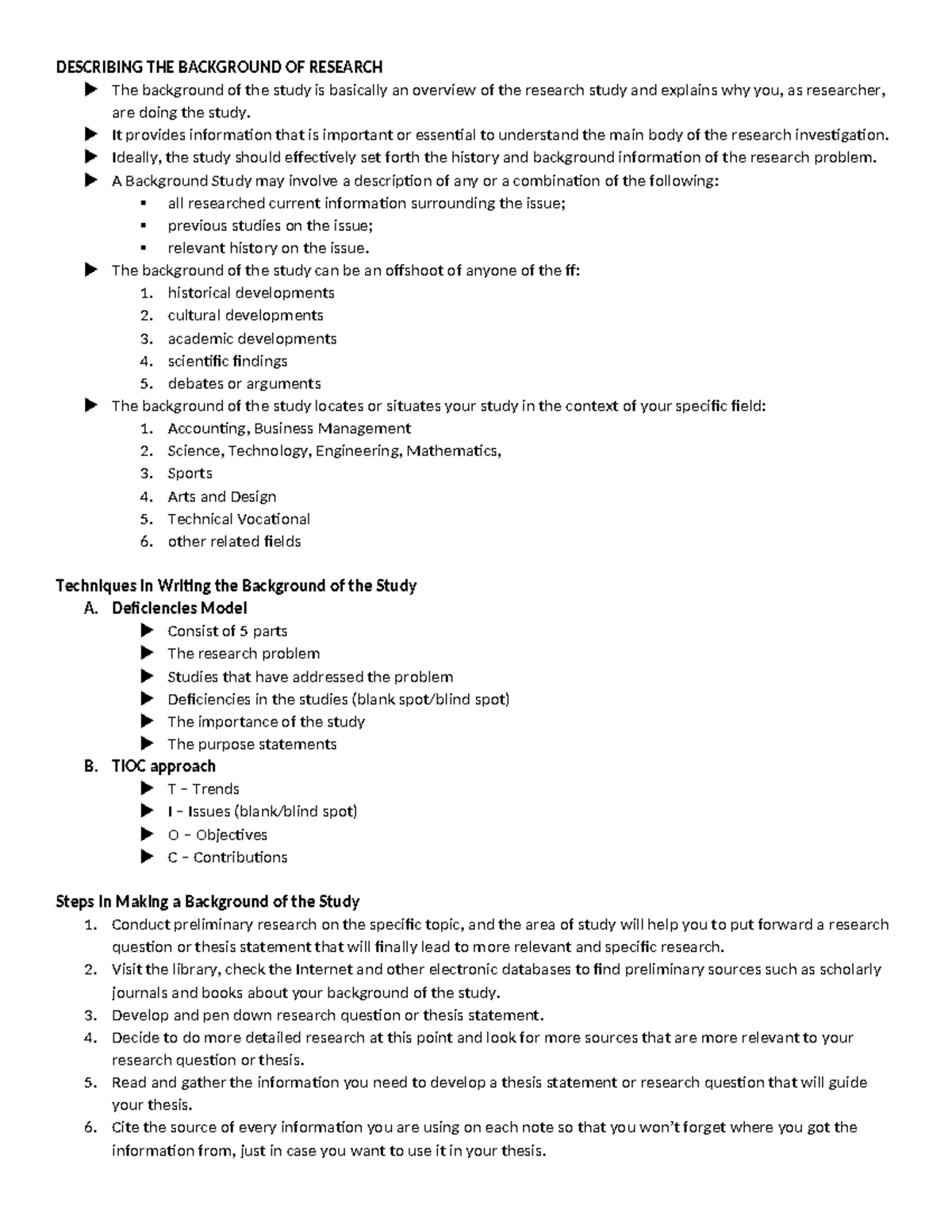 Background of Research: Key Components and Writing Techniques - Studocu