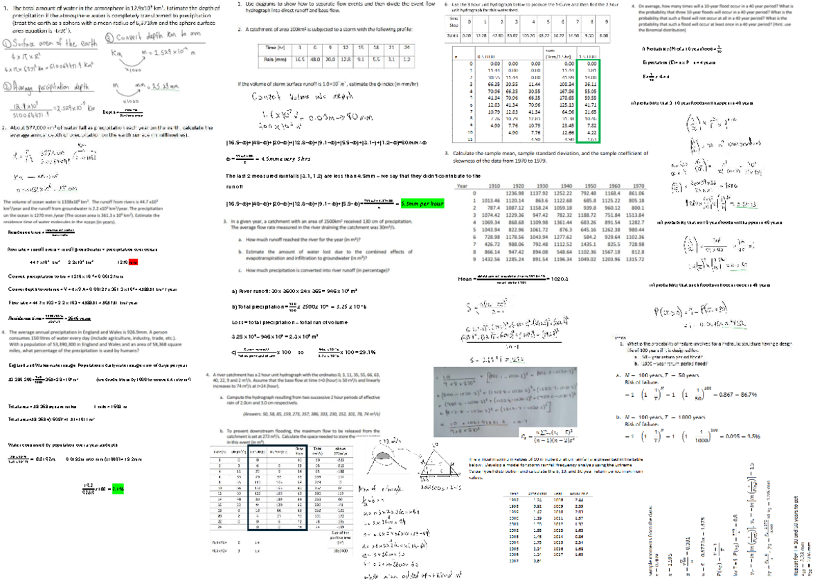 Water Engineering (ENG 101): Flood Probability and Treatment Processes ...