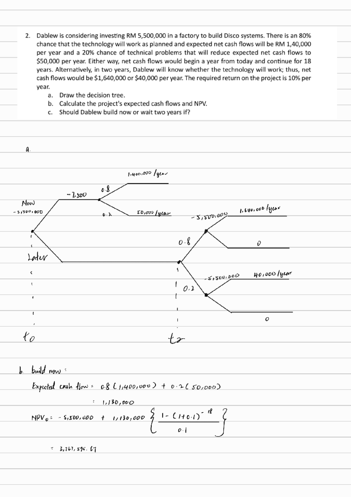 Past Year Test 2: Investment Decision Analysis for Dablew & MAT (250210 ...