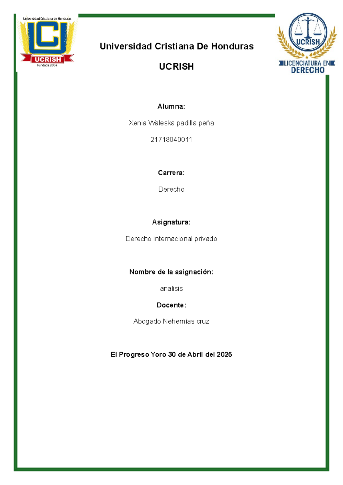 Análisis del Código de Derecho Internacional Privado - UCRISH ...