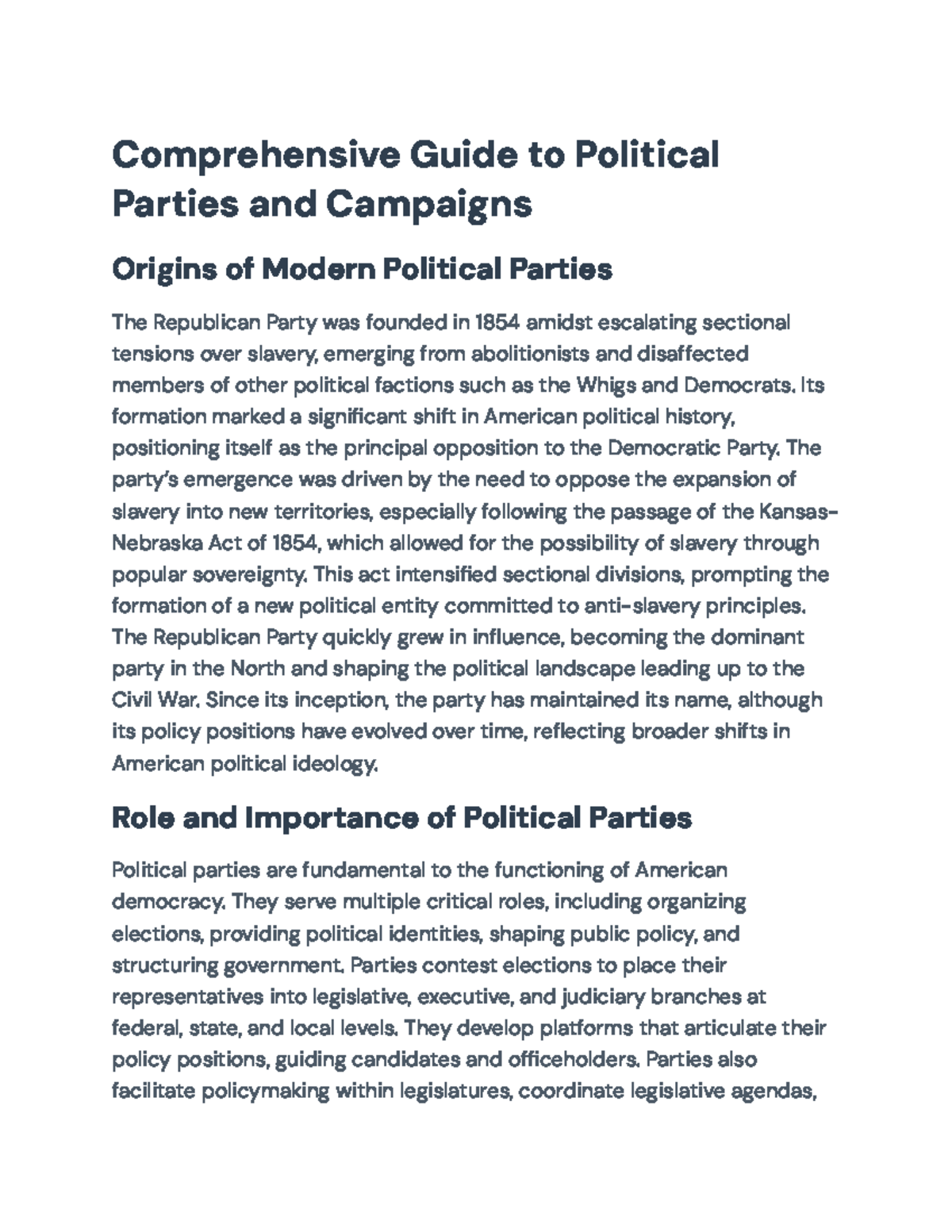 A Comprehensive Guide to Political Parties & Campaigns (POL 101) - Studocu