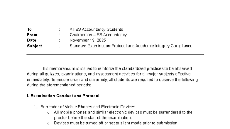 BSA Standard Exam Protocol & Academic Integrity Guidelines - Studocu