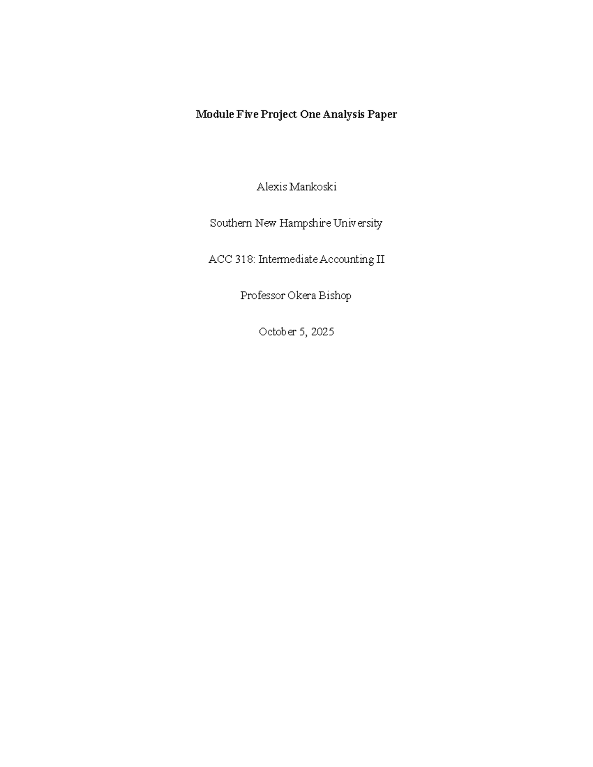 ACC 318: Project One Analysis on Debt Management Strategies - Studocu