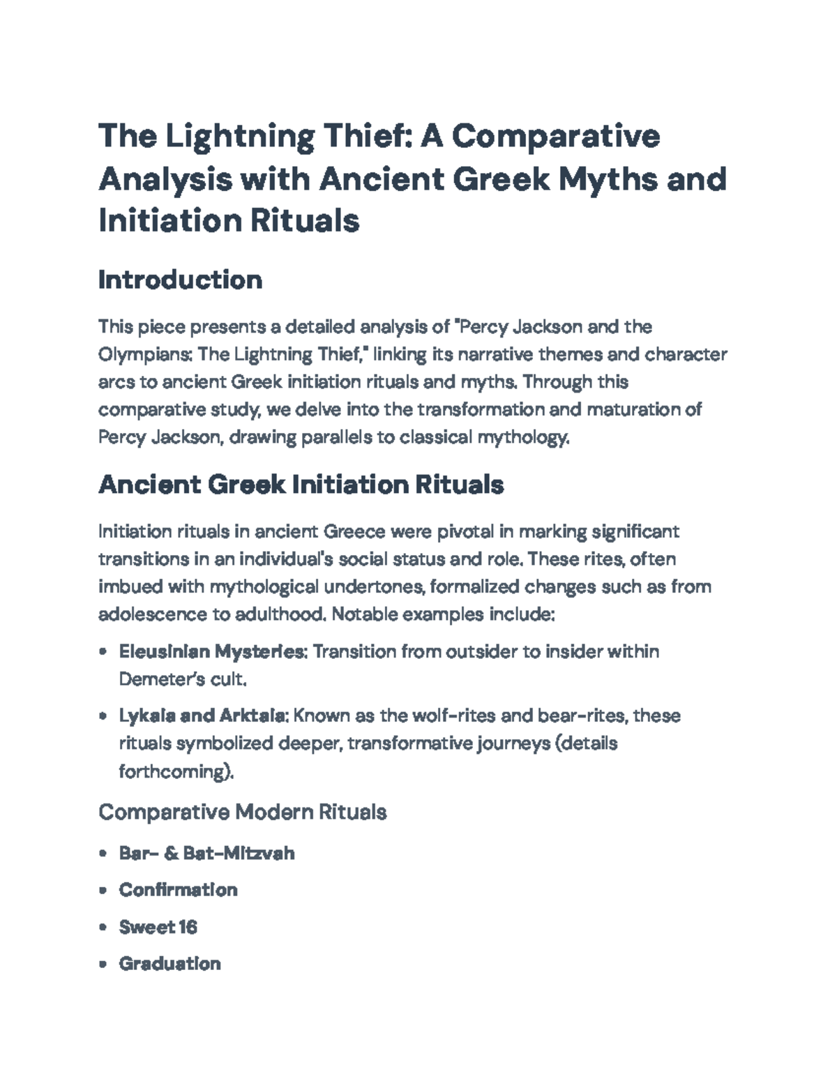 A Comparative Analysis of "The Lightning Thief" and Greek Myths - The ...