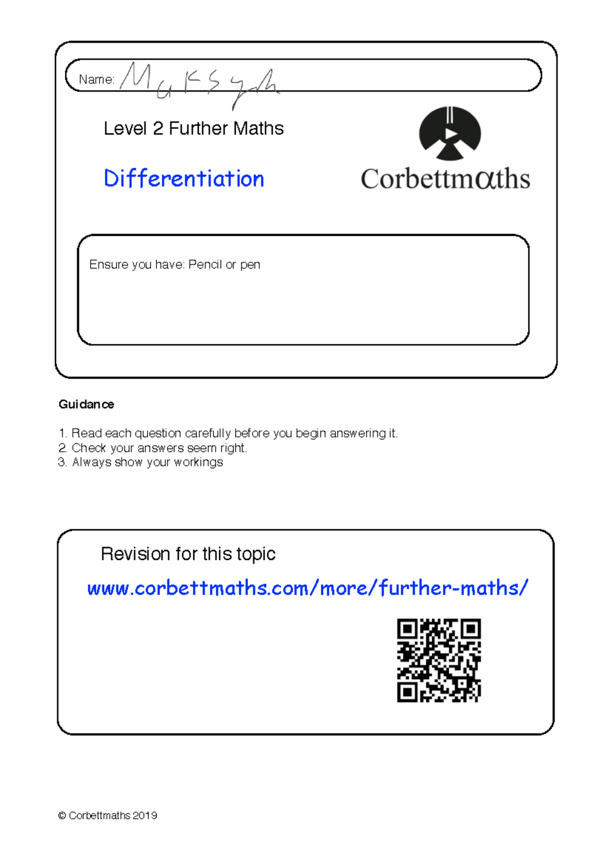 Level 2 Further Maths: Differentiation Revision Notes - Studocu