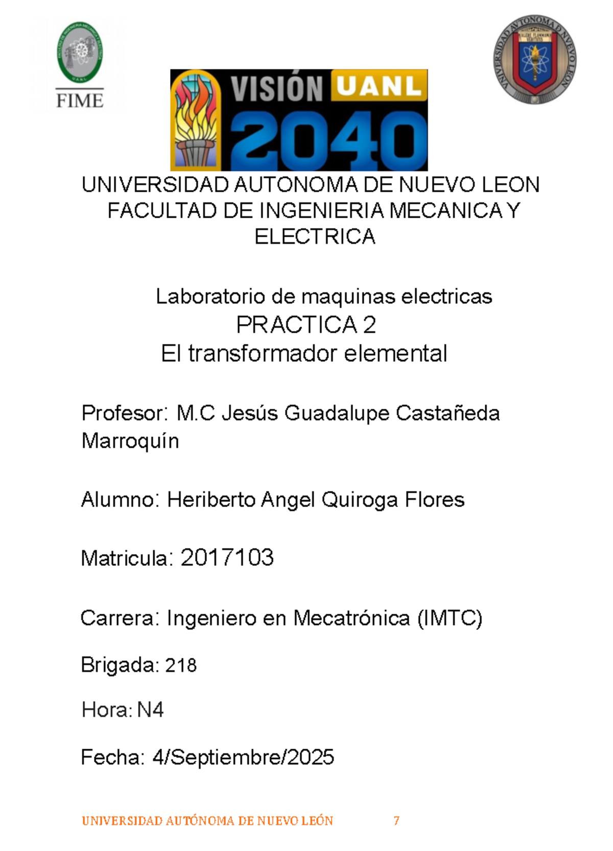 Práctica 2: Transformador Elemental - IMTC 2017 103 - Studocu