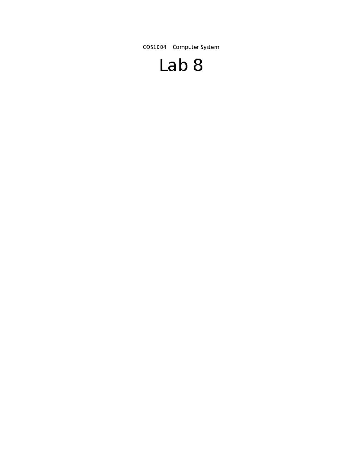 Lab8 Computer System Answer Semester September 2021 - Studocu