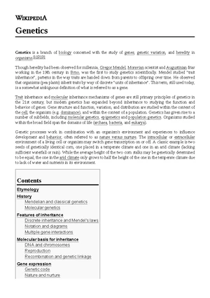 Genetics - Study Notes & Assignments - Studocu