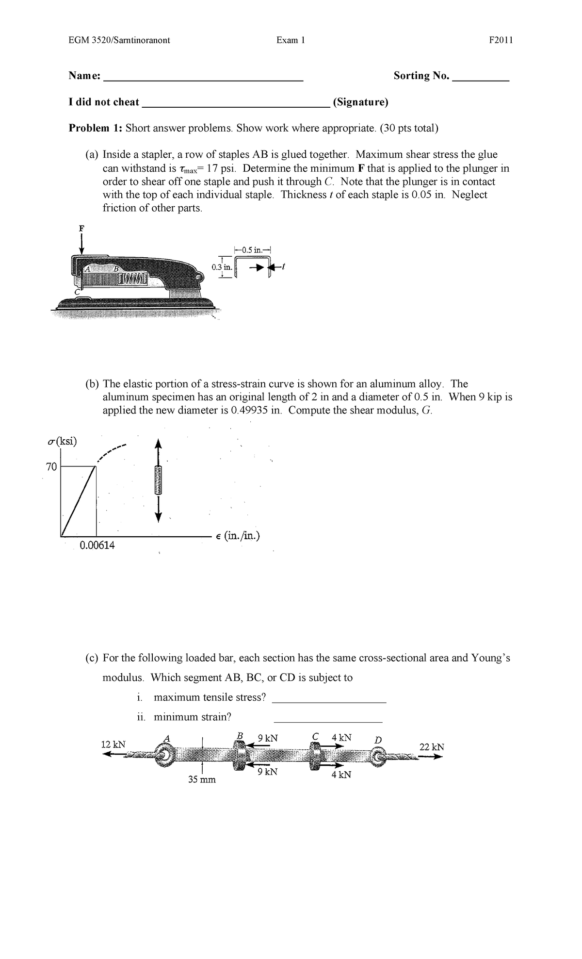 EGM 3520 - Final Exam 1 Review and Past Exam Solutions - Studocu