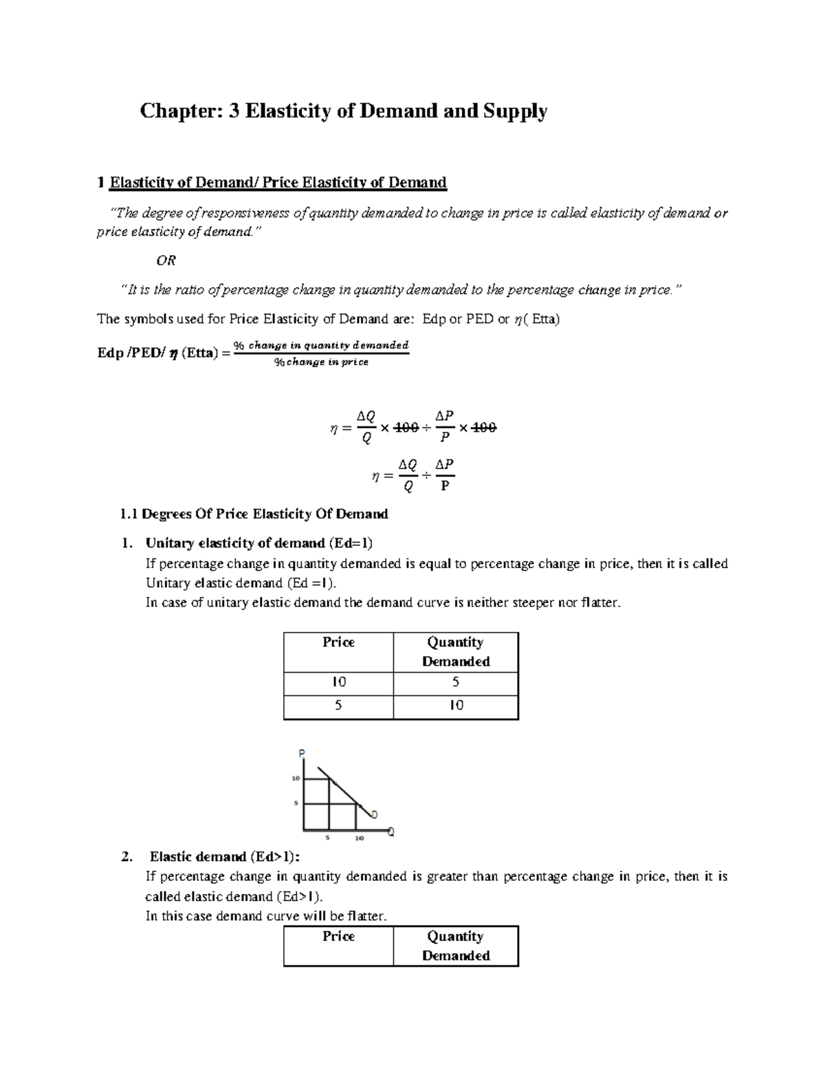 Chapter 3: Elasticity of Demand and Supply - PRC Notes - Studocu