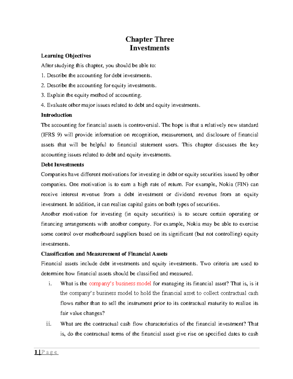 Chapter 3: Accounting for Investments (FIN 101) - Key Learning ...
