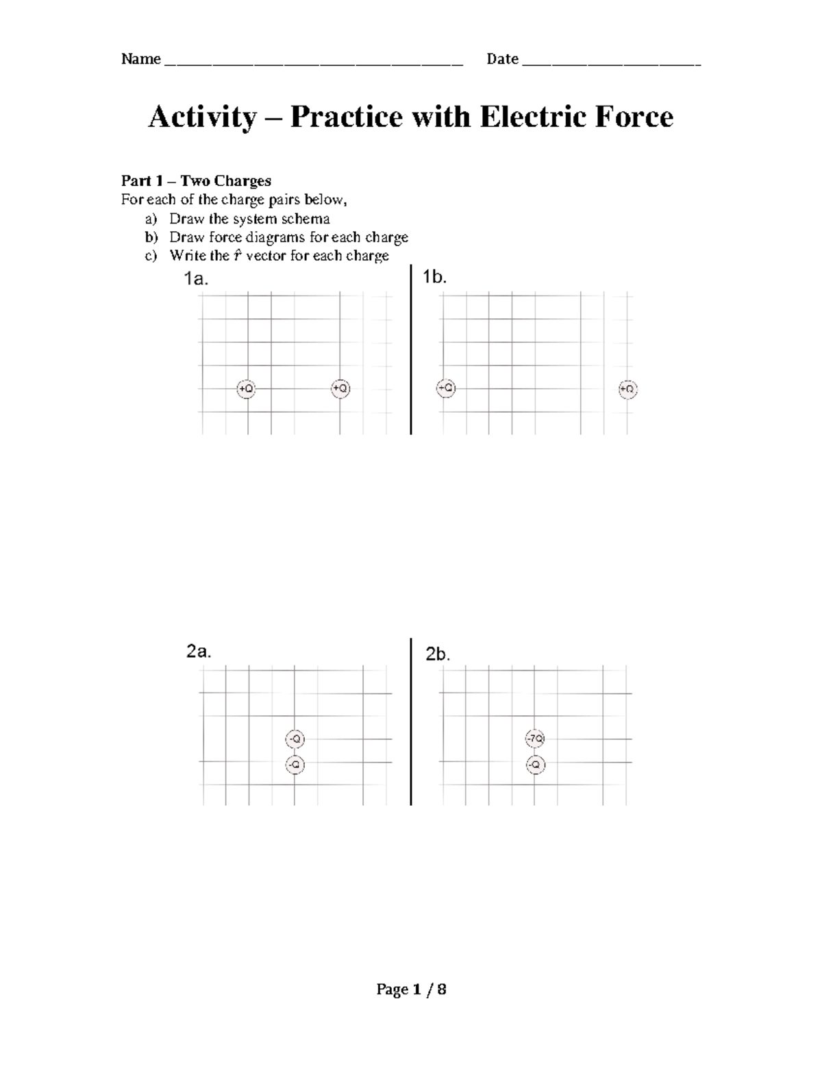Activity Practice with Electric Force v2024 - Answer Key and ...