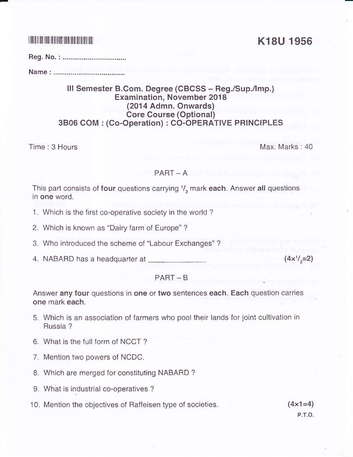 KU B.Com[Co-op] 3 SEM Final Exam Notes on Co-operative Principles 2018 ...