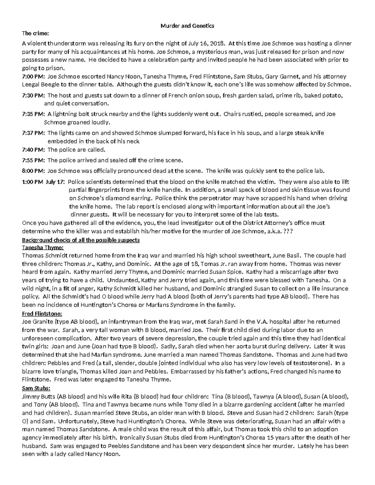 Murder and Genetics: Analyzing Evidence Through Pedigrees and DNA - Studocu