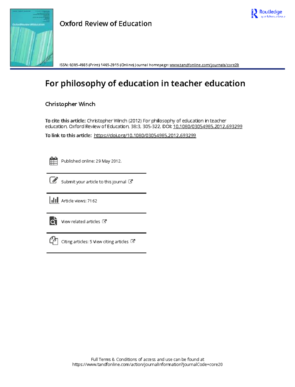 Philosophy of Education in Teacher Education: A Critical Analysis - Studocu