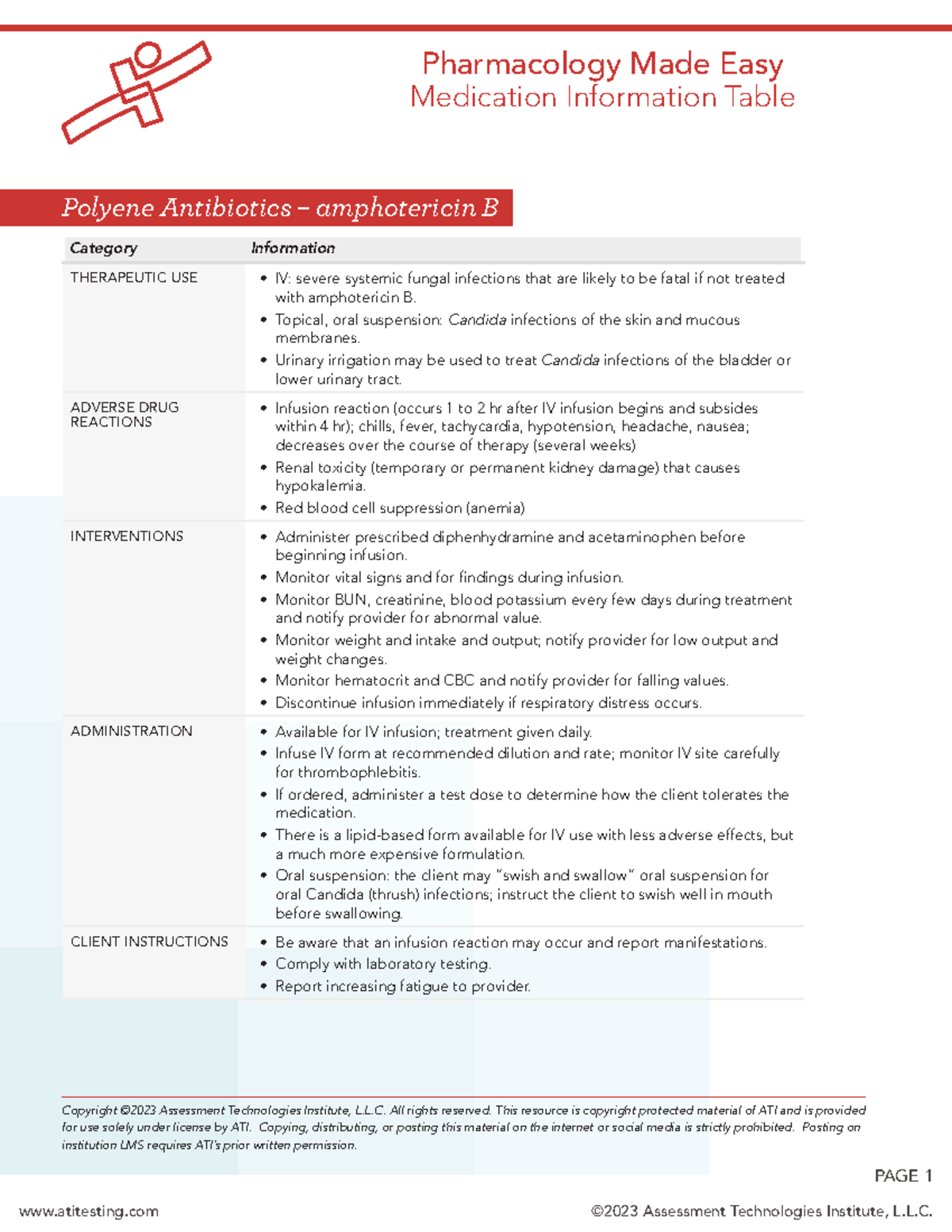 ATI PME MIT Infection Polyene Antibiotics Overview and Guidelines - Studocu