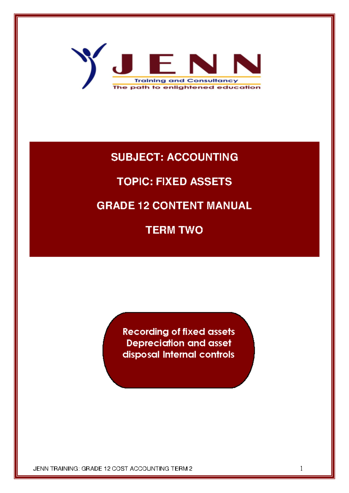 Grade 12 Accounting Term 2: Fixed Assets - Recording & Analysis Guide ...