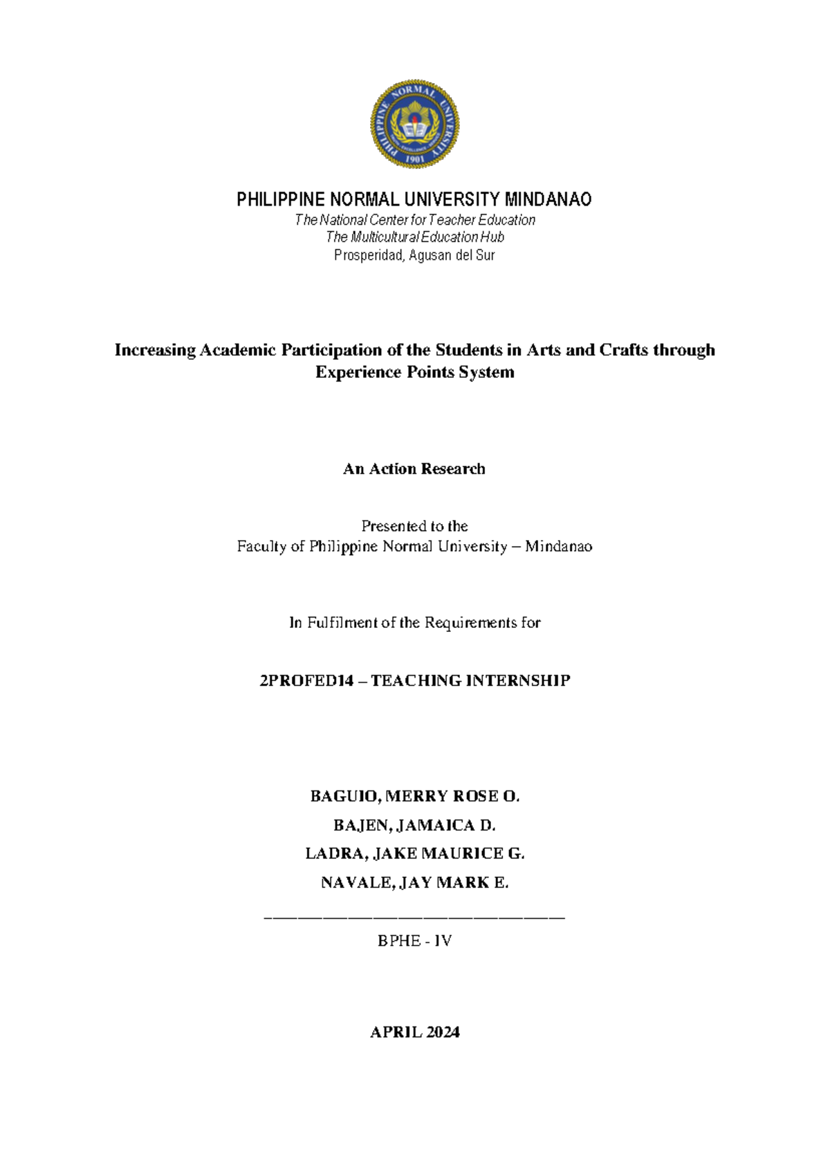 Rts and Crafts through Experience Points System Final A4 - PHILIPPINE ...