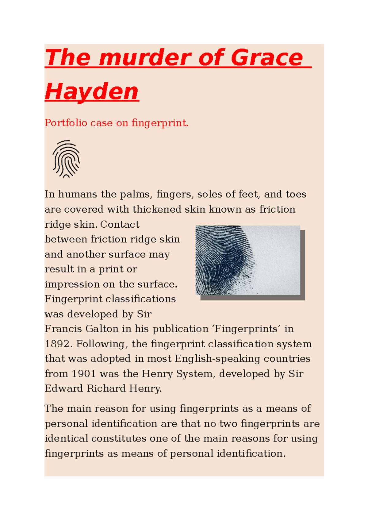 Forensic Case Study: Fingerprint Evidence in the Grace Hayden Murder ...