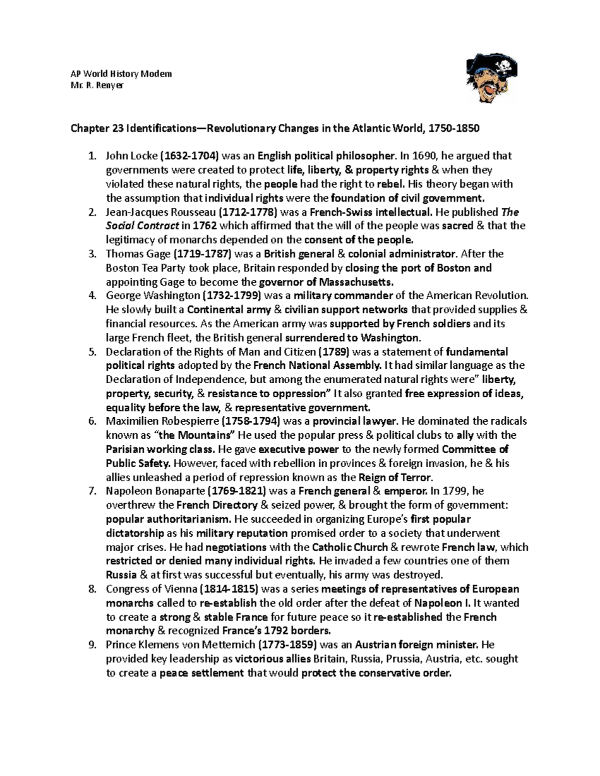 Chapter 23 Identifications: Revolutionary Changes in the Atlantic World ...