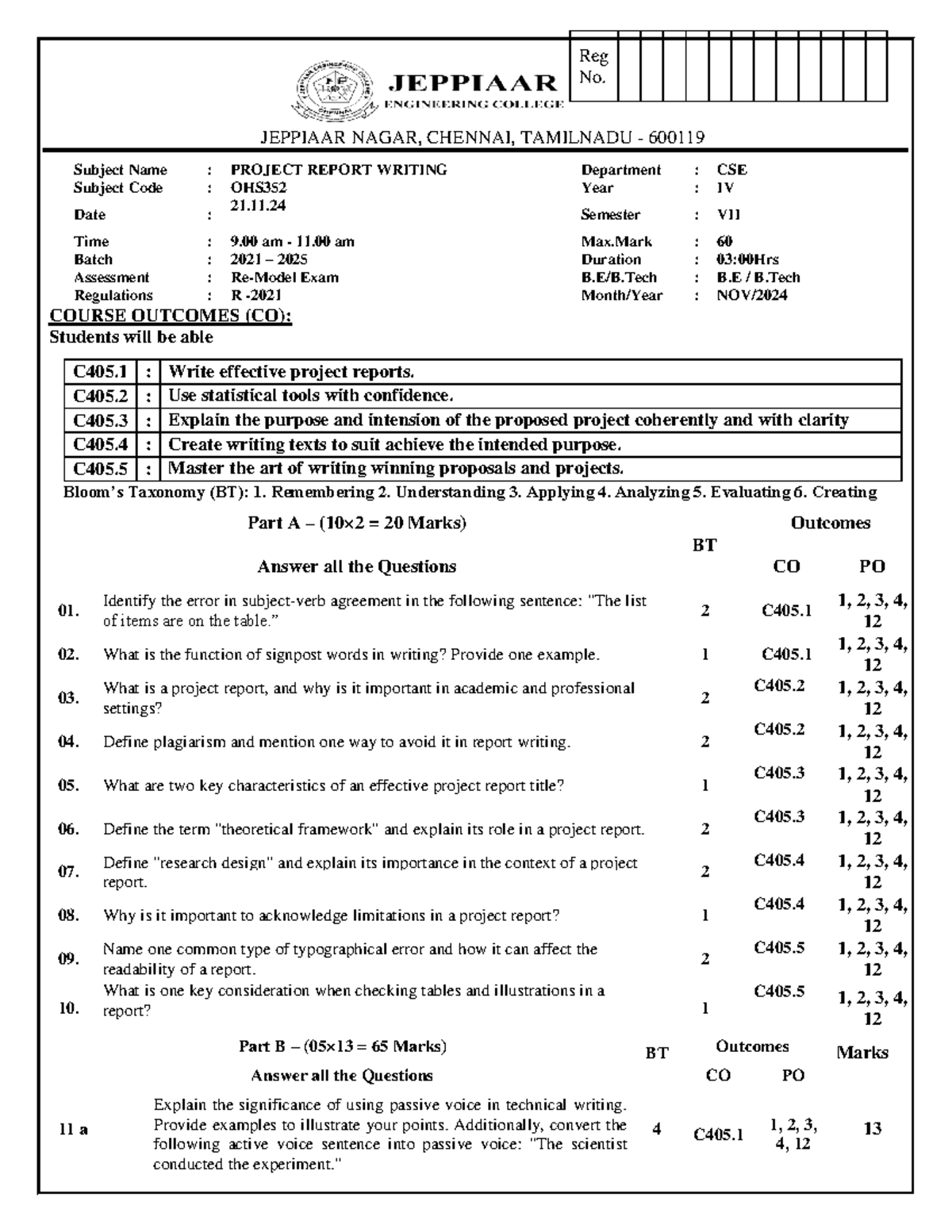 OHS352 - Project Report Writing Guidelines and Assessment Details - Studocu