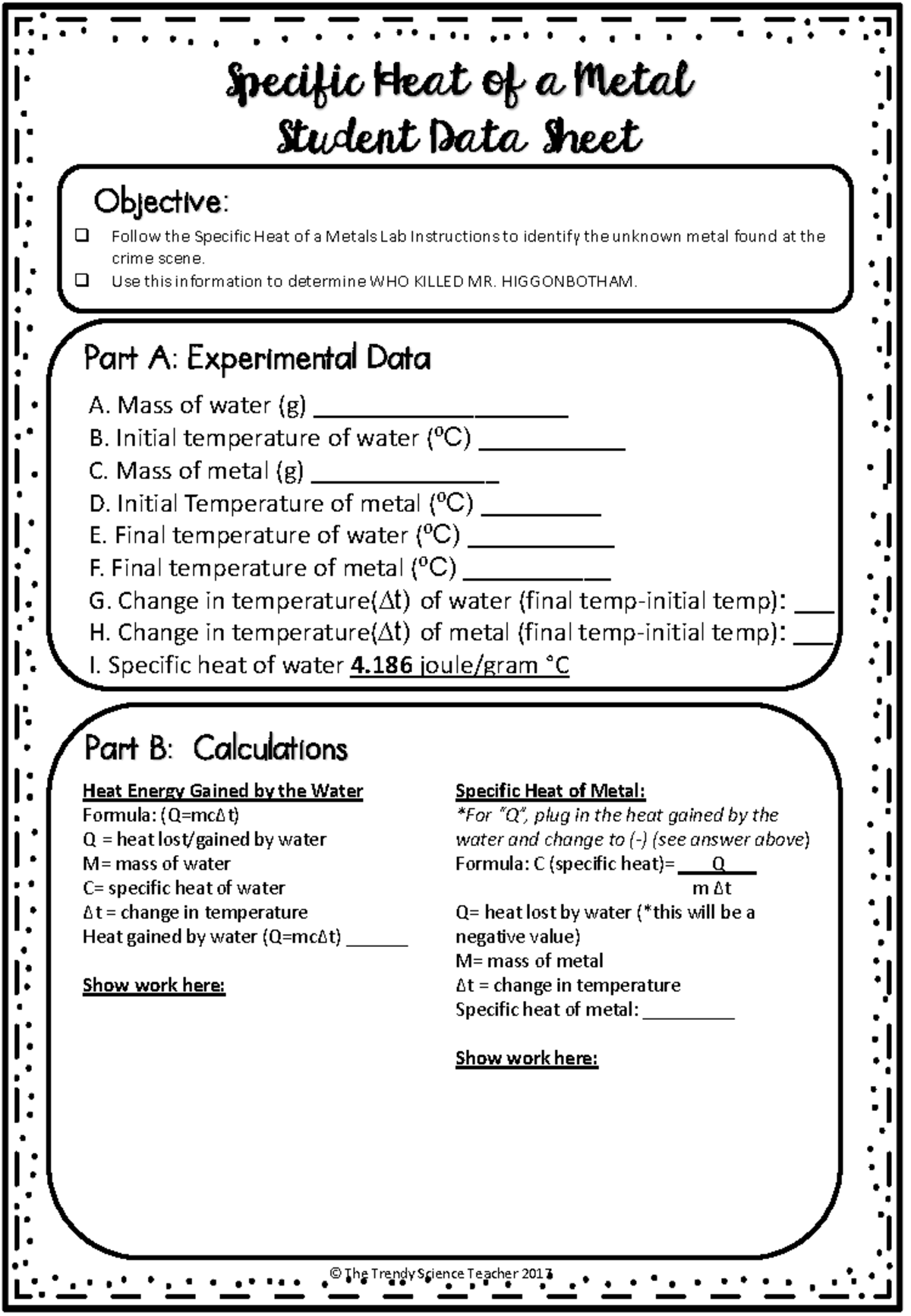 Specific Heat Lab Analysis: Identifying the Unknown Metal - Studocu