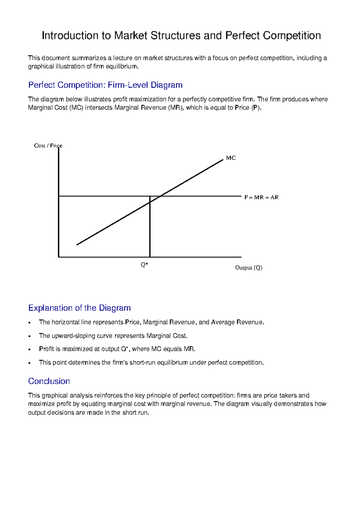 Market Structures & Perfect Competition: Lecture Summary - Studocu