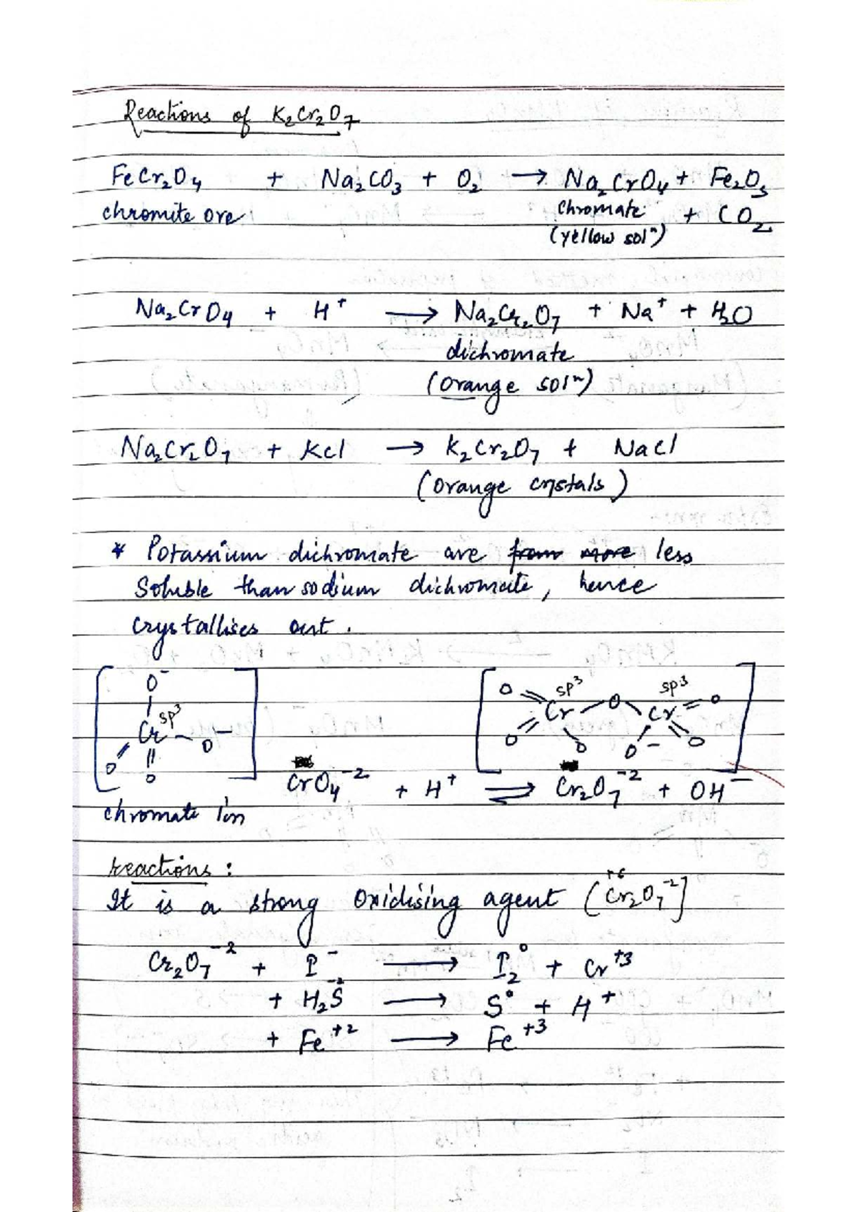 Reactions of KMnO4 and K2Cr2O7: A Study Guide - Studocu