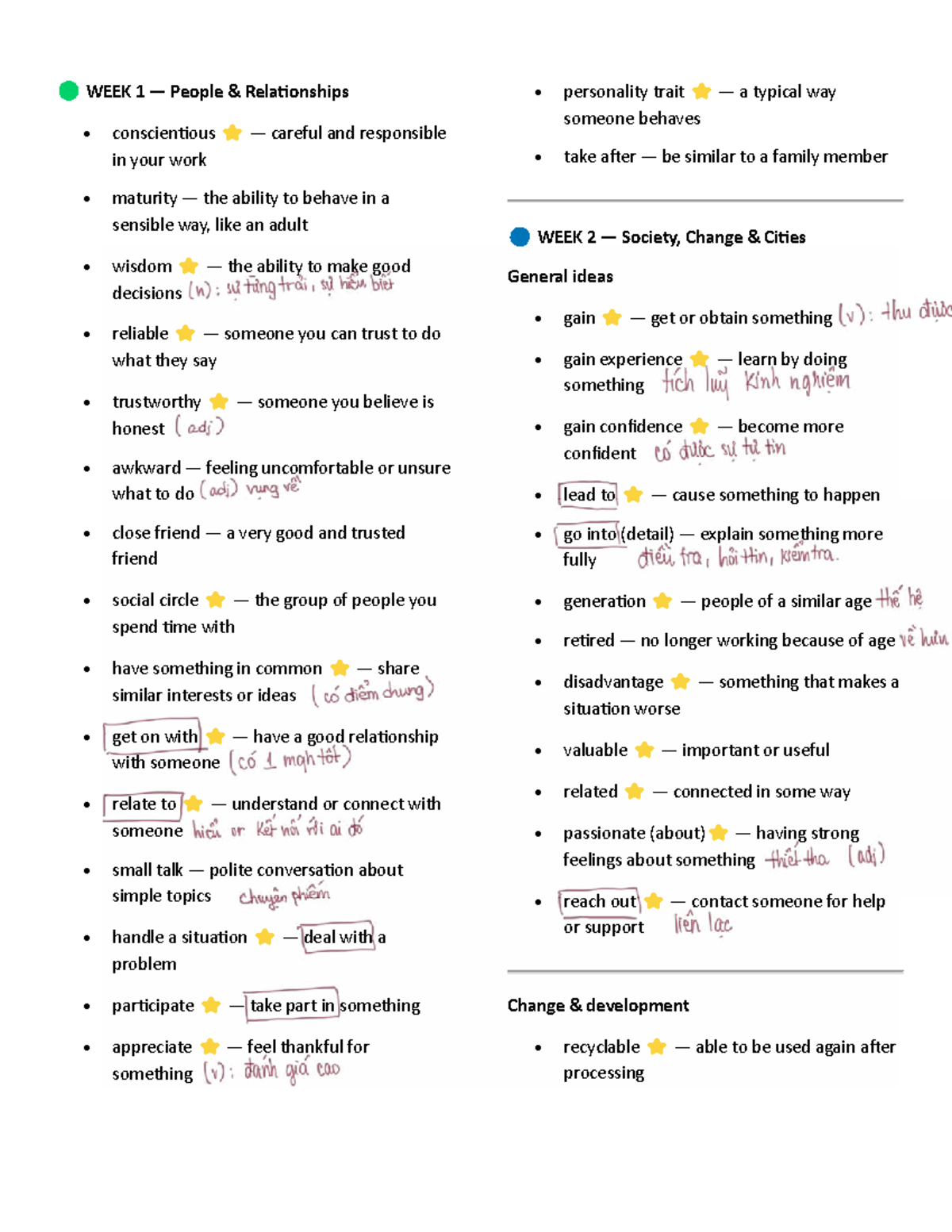 Weeks 1 to 5 Vocabulary Study Guide - Huy - Studocu