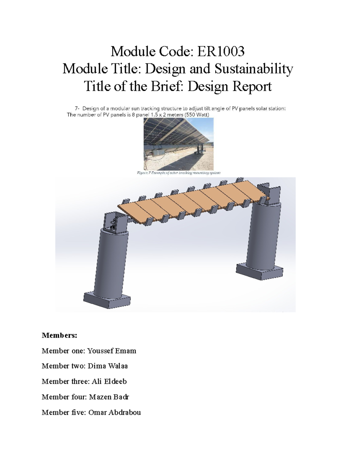 ER1003 Design Report: Solar Panel Tracking System Analysis - Studocu