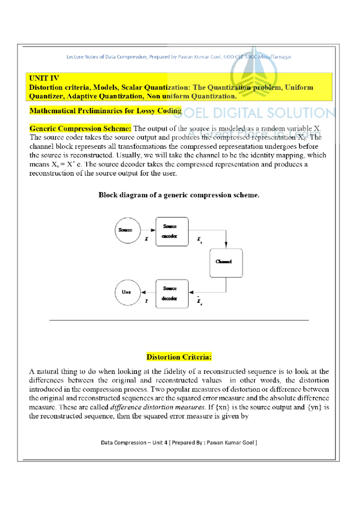 U4 - unit 4 notes - Data Compresion - Studocu