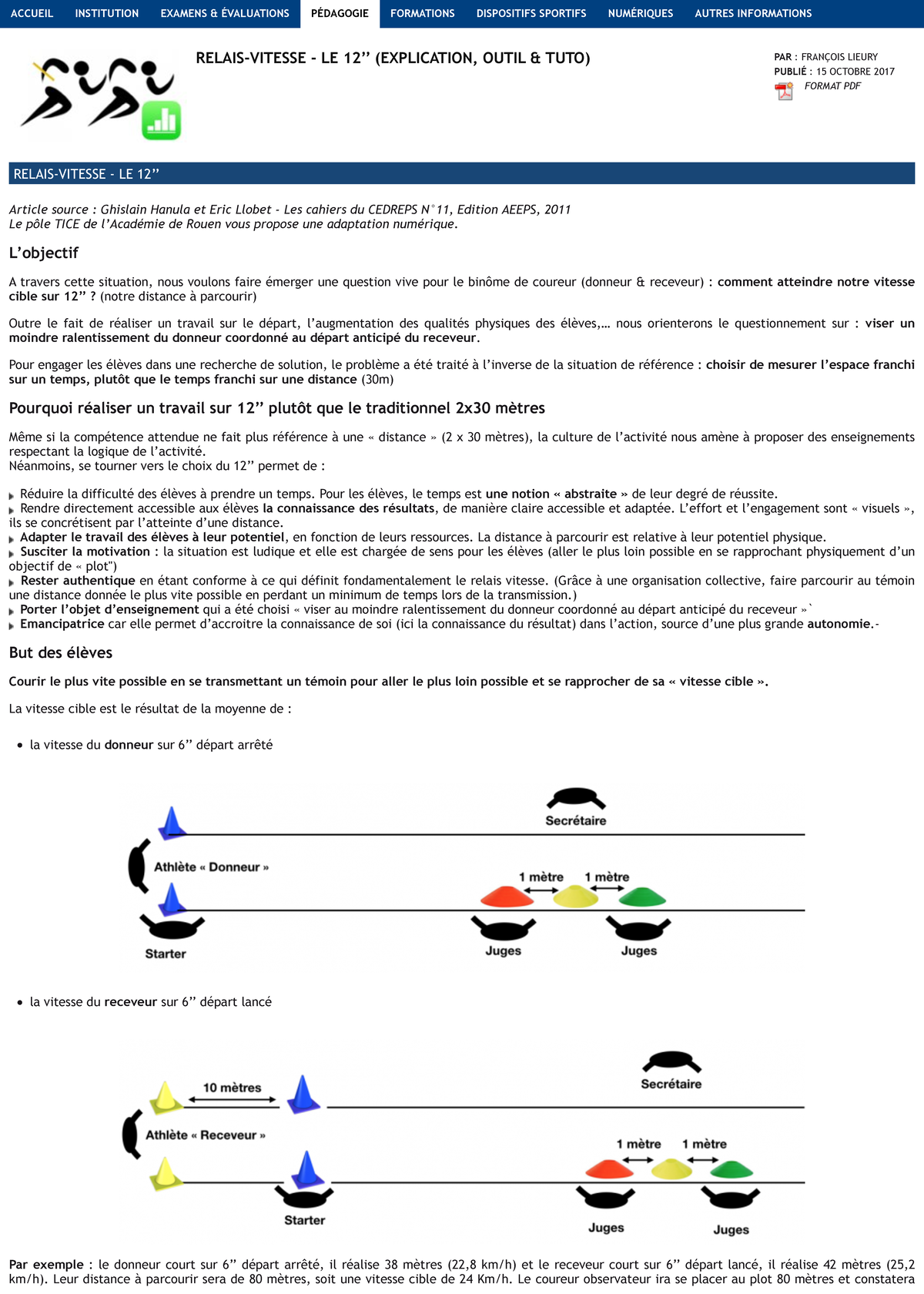 Relais-Vitesse - Le 12’’ : Tuto d’Optimisation Pédagogique EPS - Studocu