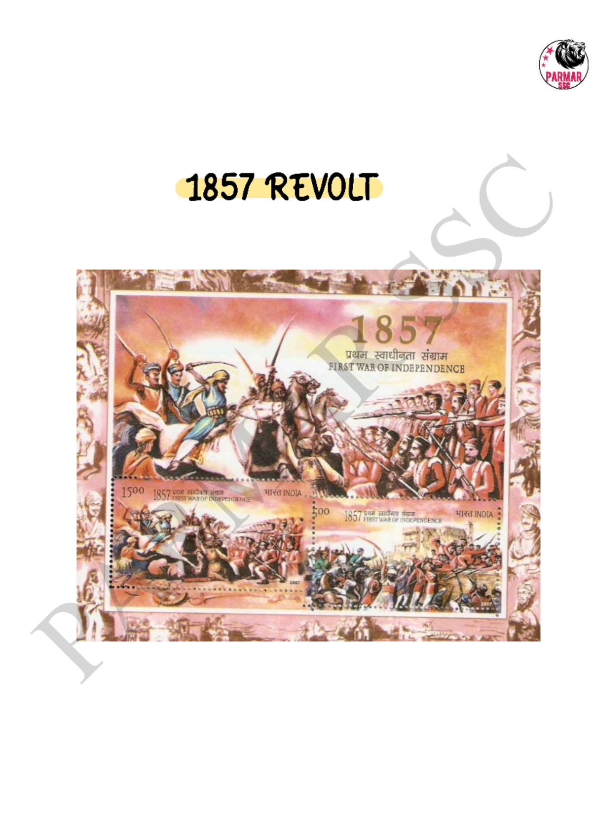 GK SSC Modern History: The Revolt of 1857 Overview and Analysis - Studocu