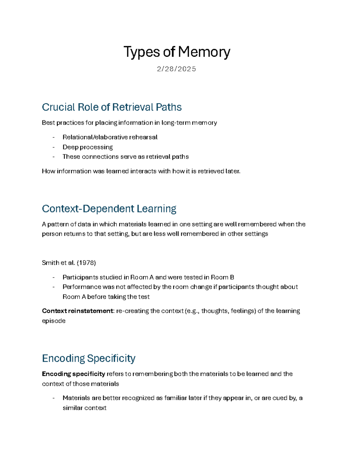 Memory Testing and Types: Recall, Recognition, and Implicit Memory ...