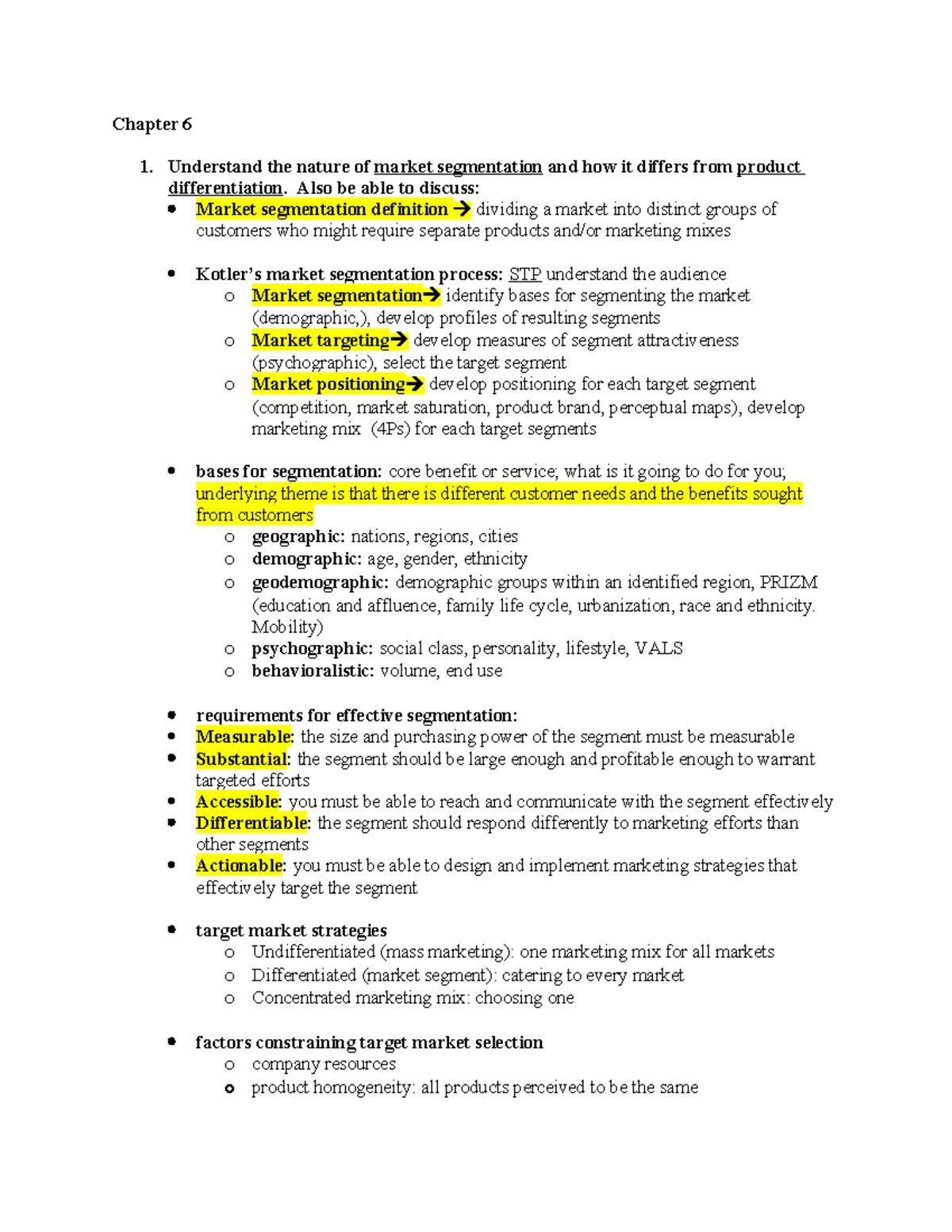 Marketing Research Process: Segmentation, Targeting, and Positioning Concepts - Studocu