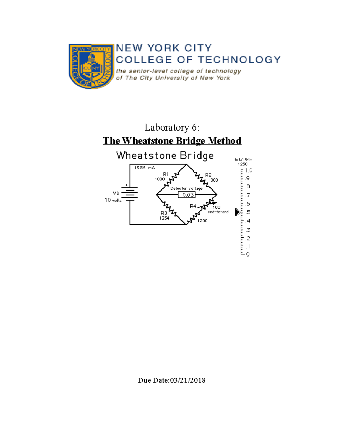 Physics 2.2 Lab 6: Exploring the Wheatstone Bridge Method - Studocu
